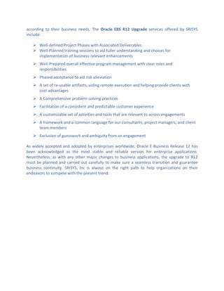The Major Advantages of Oracle EBS R12 Upgrade! | DOCX