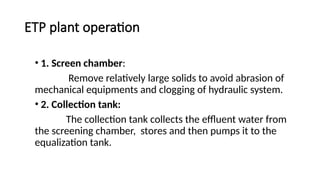 working principles of effluent treatment plants | PPTX