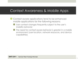 Context Awareness in Mobile Computing | PPT | Computer Software and Applications | Computing