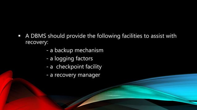 BACKUP & RECOVERY IN DBMS | PPTX | Databases | Computer Software and ...