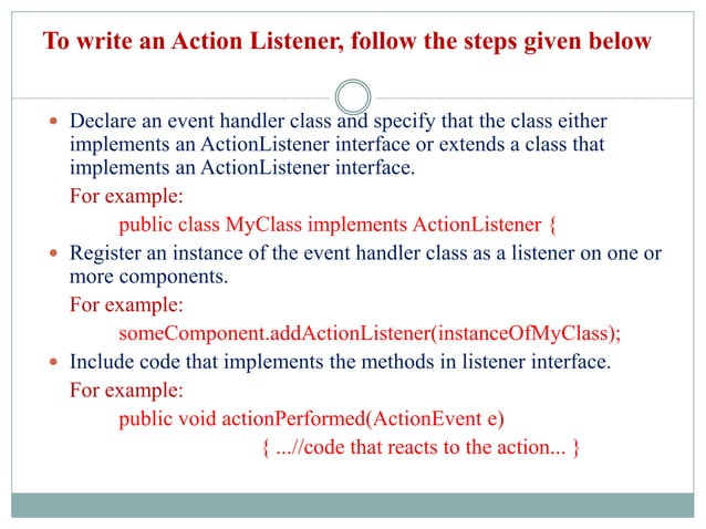Event Handling in JAVA | PPTX | Programming Languages | Computing