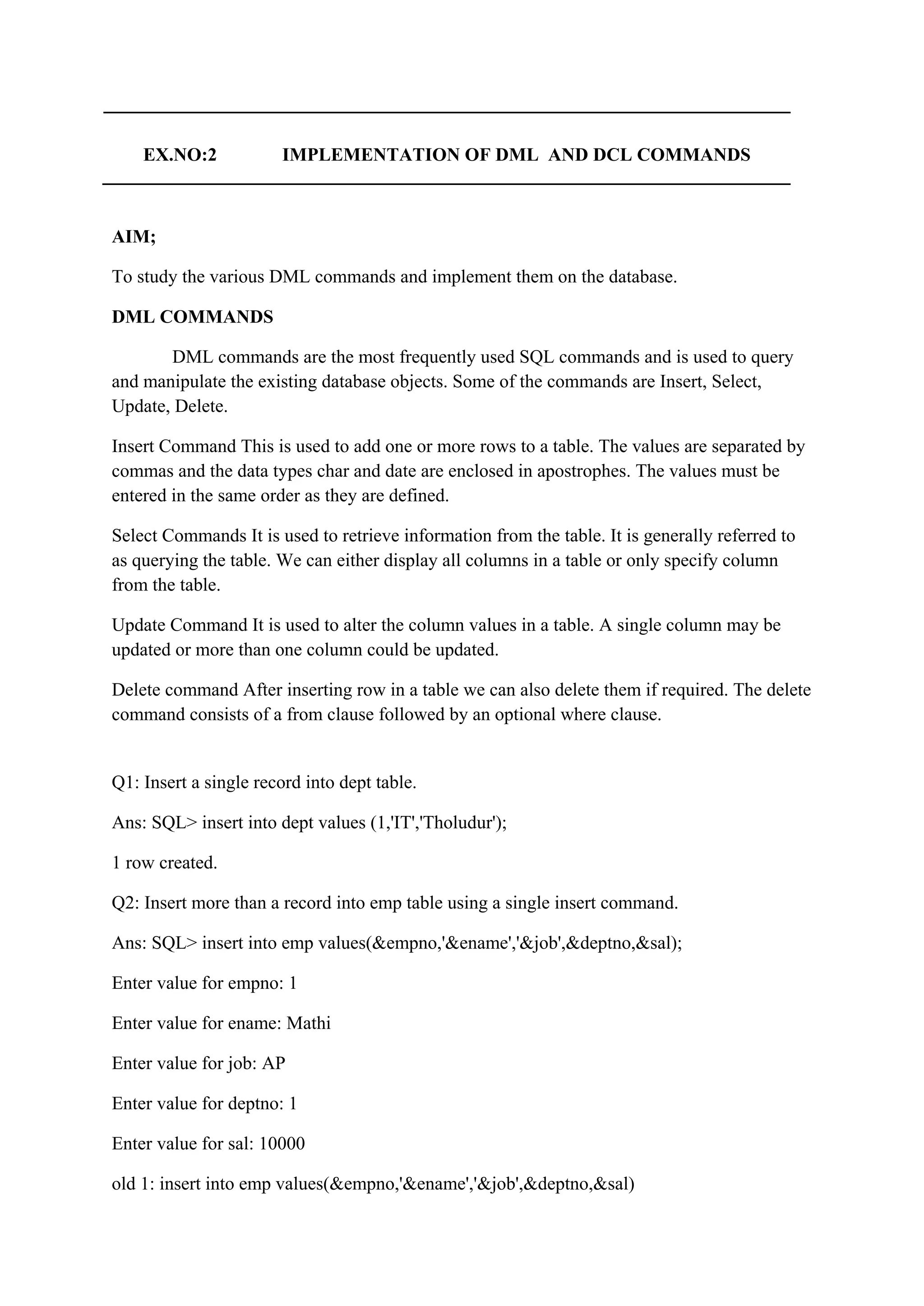 dbms lab manual | PDF