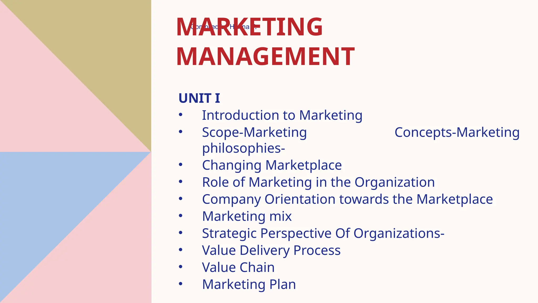 Introduction to marketing management unit 1 | PPTX