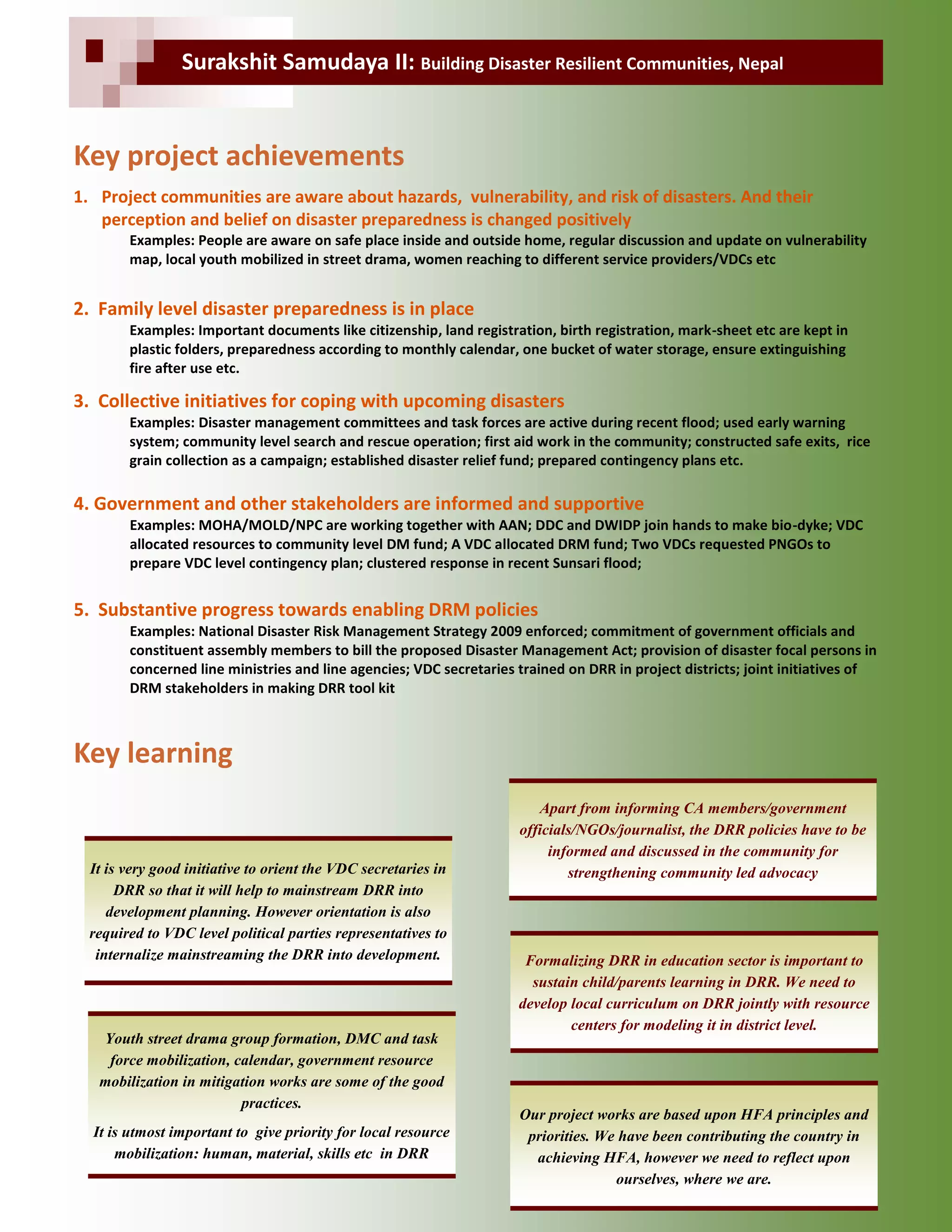 Srm brief report dipecho | PDF