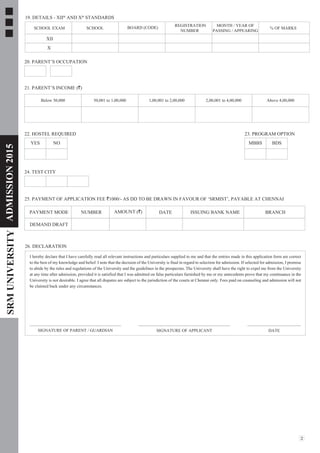 Srm mbbs bds_form | PDF