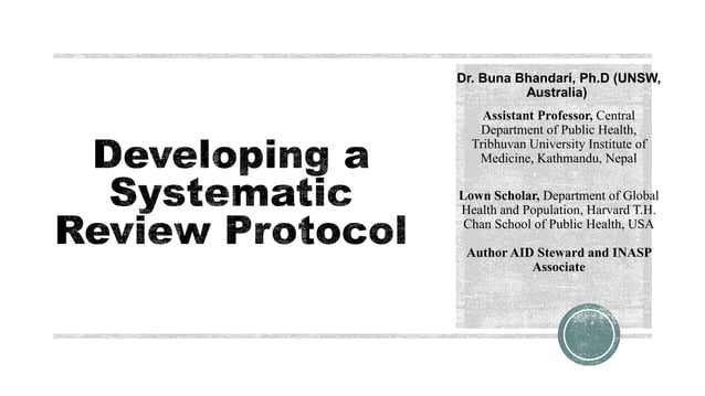 Developing a Systematic Review Protocol | PPTX