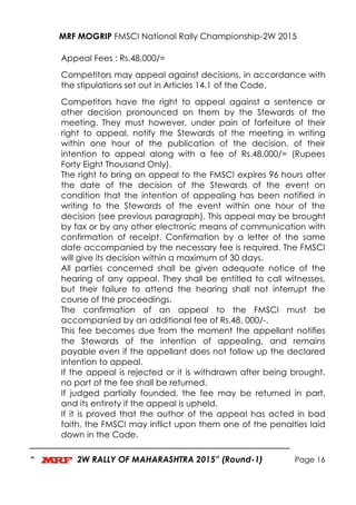 SR mrf 2 w rally of maharashtra | PDF | Auto Type | Automotive