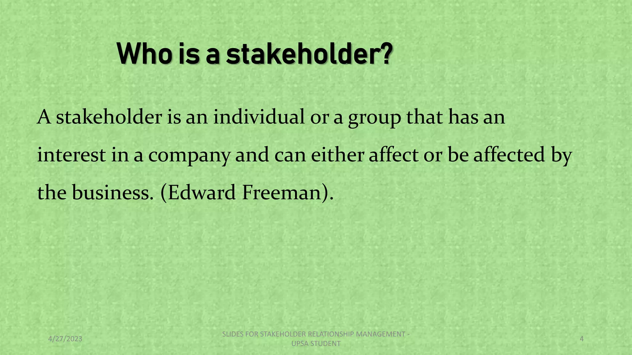 SRM STUDENTS - APPLYING STAKEHOLDER THEORY TO AN ORGANIZATION.pptx