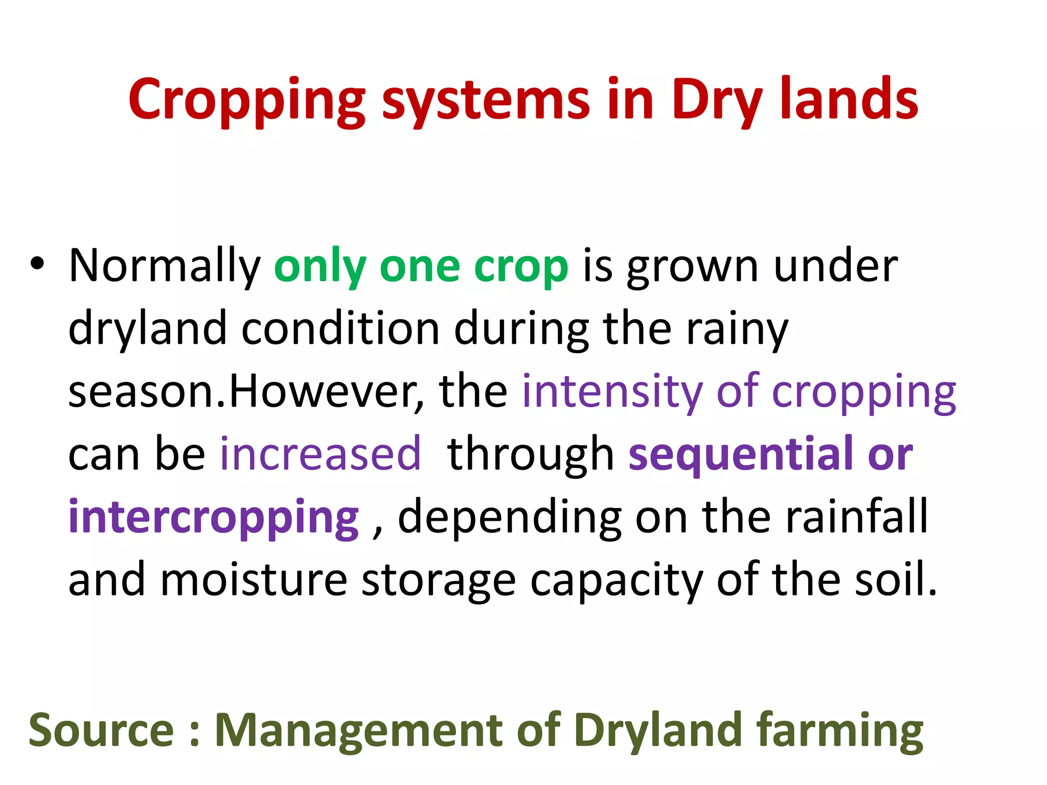 CROPPING SYSTEMS UNDER DRYLANDS IN INDIA | PPTX