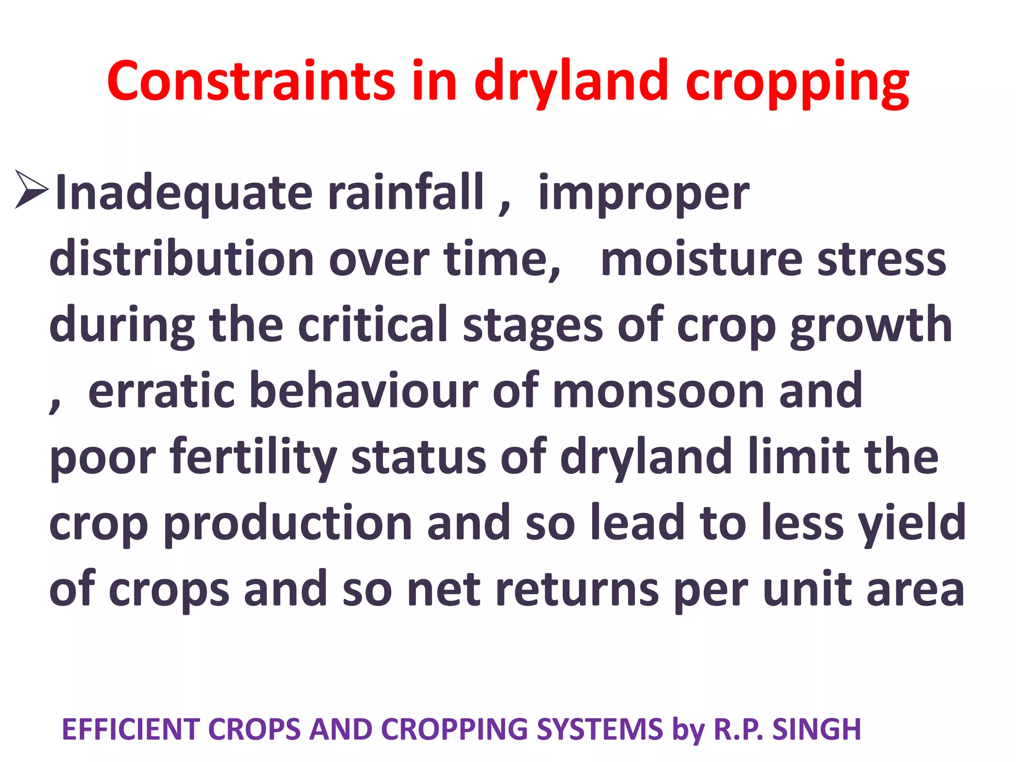CROPPING SYSTEMS UNDER DRYLANDS IN INDIA | PPTX