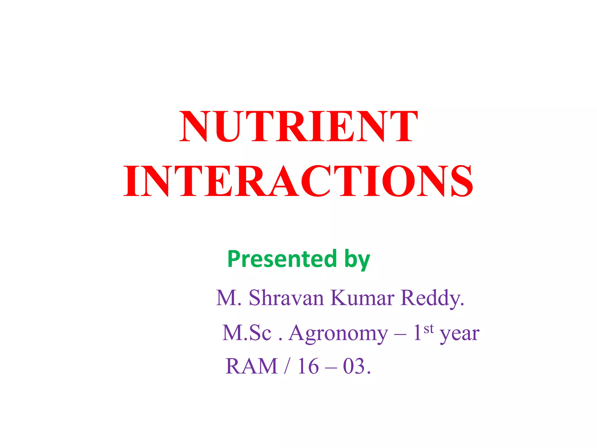 NUTRIENT INTERACTIONS SHRAVAN REDDY | PPTX
