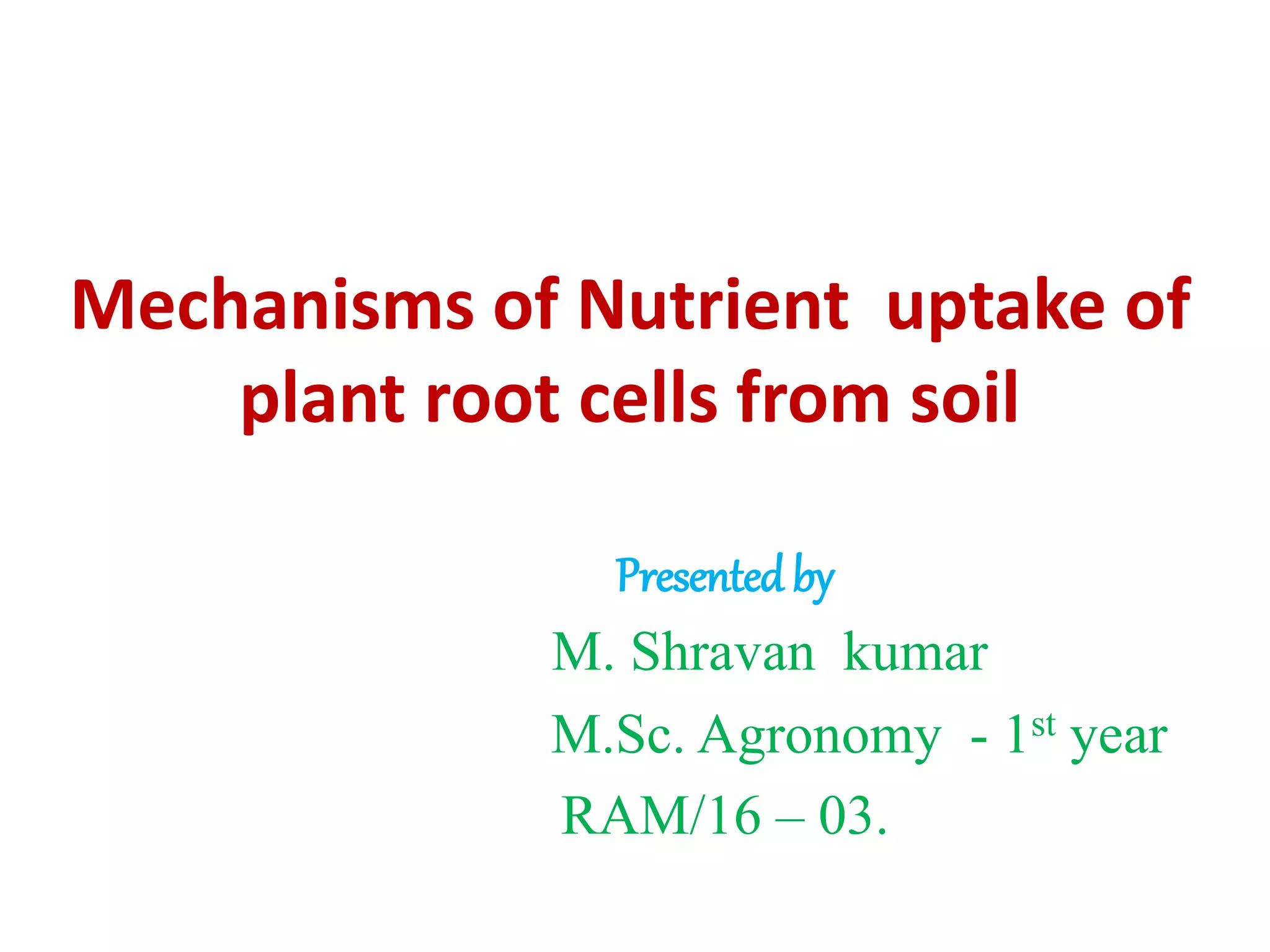 MECHANISMS OF NUTRIENT UPTAKE FROM SOIL | PPTX