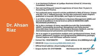 Basics for Conducting Bibliometric Analysis - Dr Ahsan Riaz | PPTX