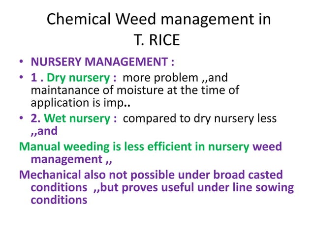 WEED MANAGEMENT IN TRANSPLANTED RICE | PPTX