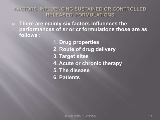 Sr or cr formulations | PPTX | Pharmaceutical Drugs | Medical Health