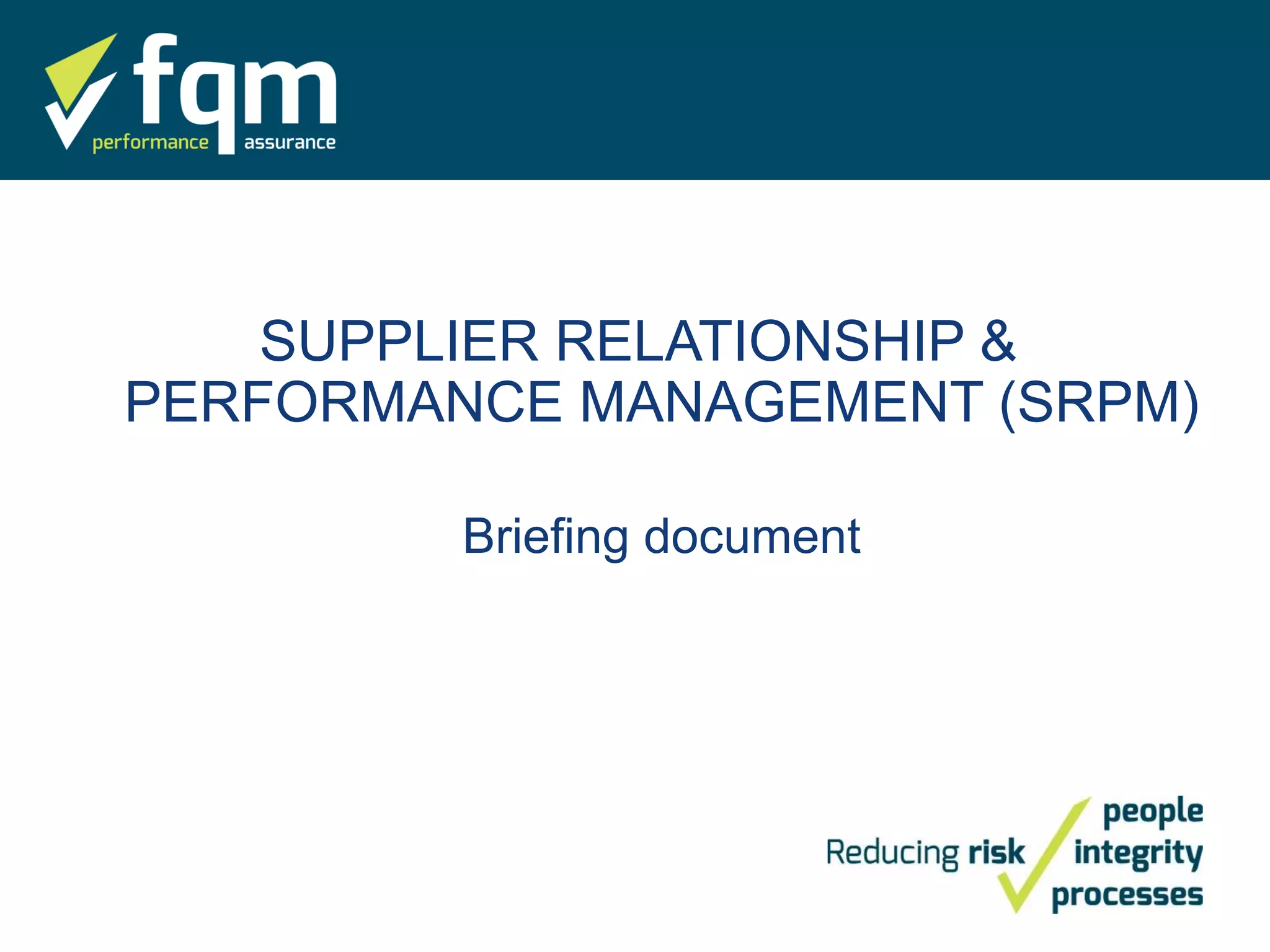 Supplier Relationship & Performance Management | PDF