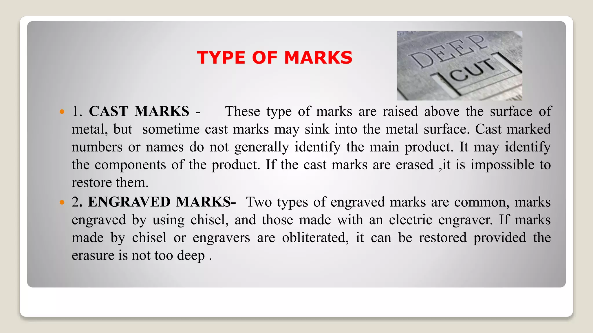 restoration of toolmarks | PPTX