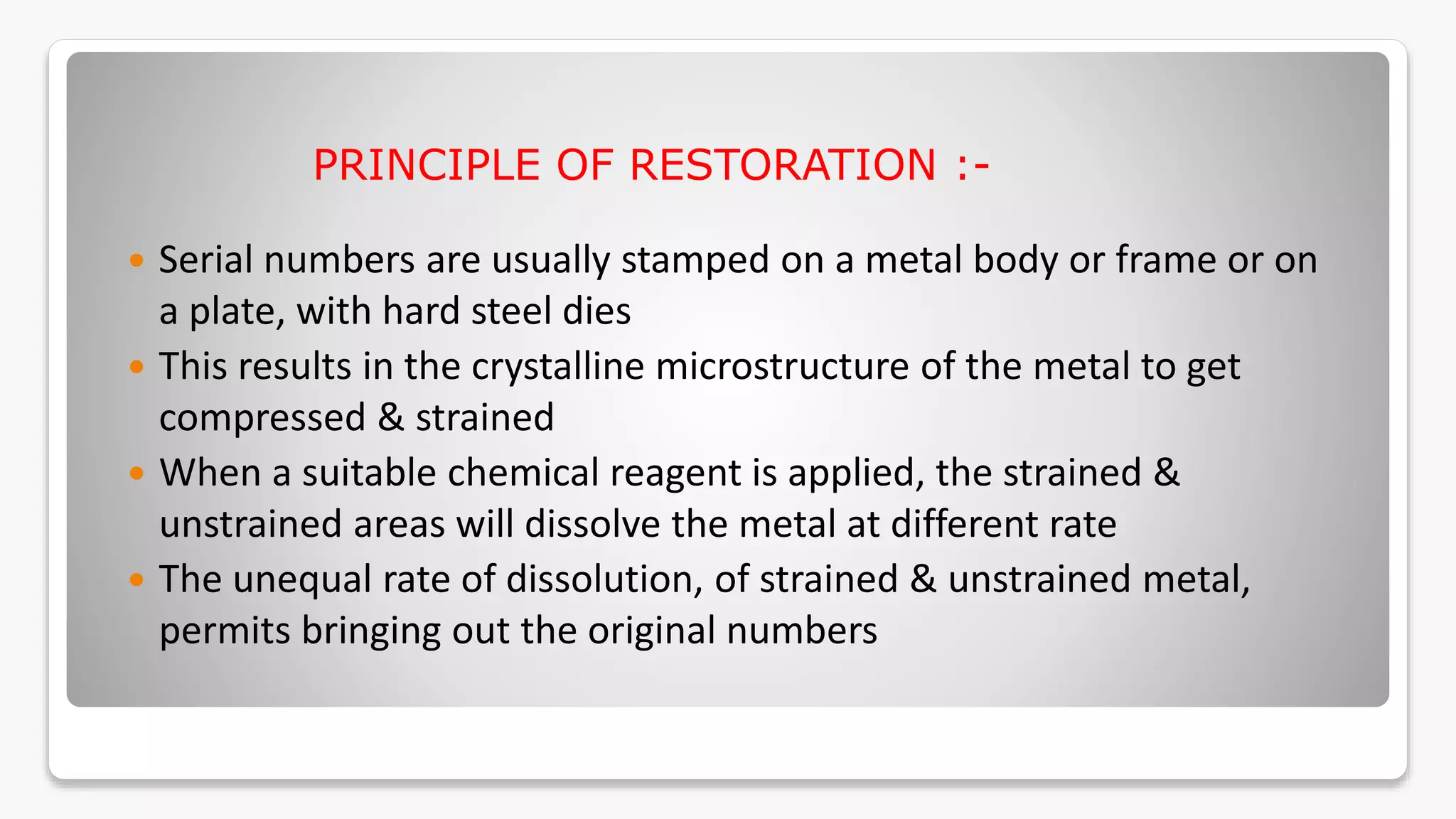 restoration of toolmarks | PPTX