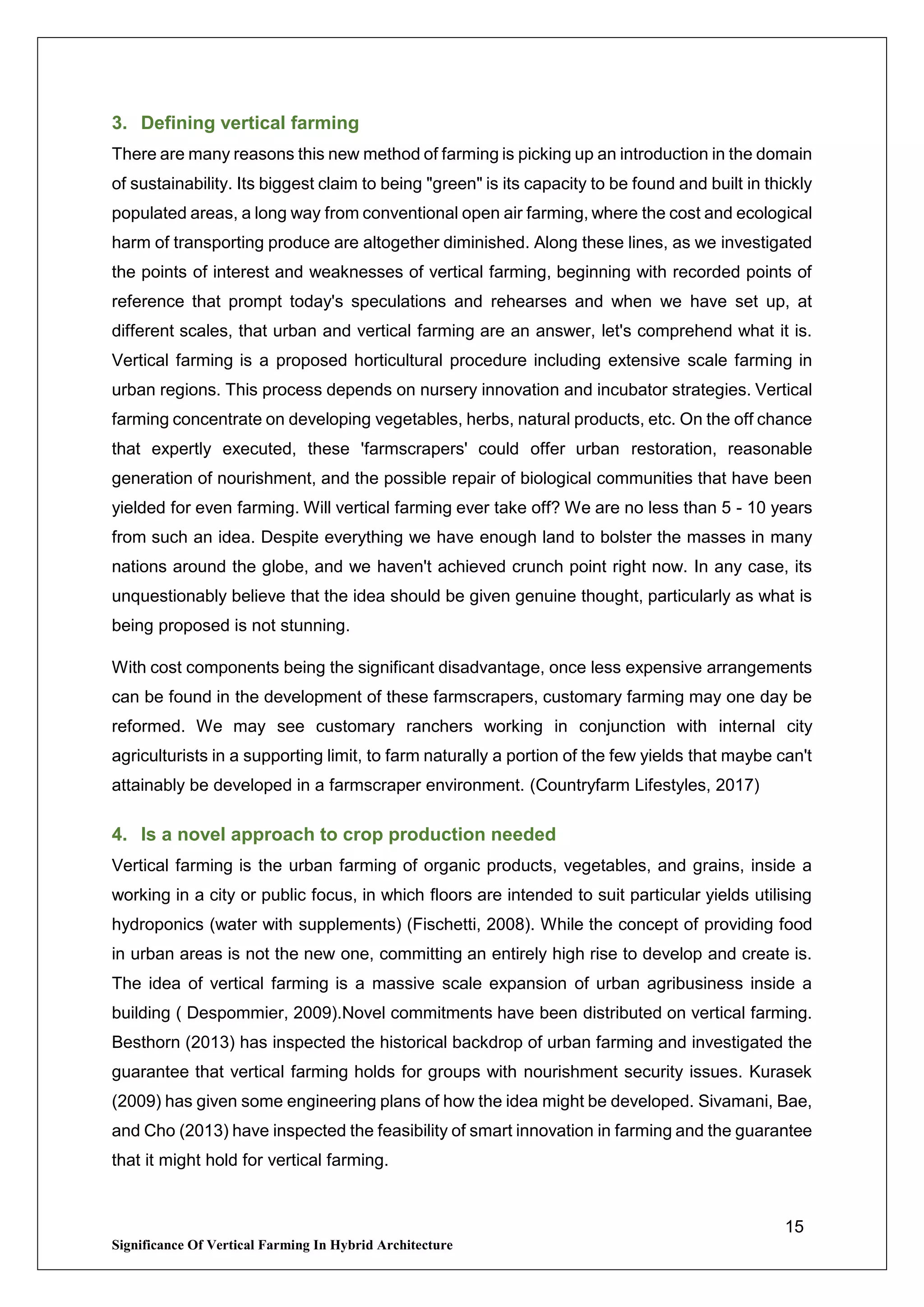 Thesis- SIGNIFICANCE OF VERTICAL FARMING IN HYBRID ARCHITECTURE | PDF