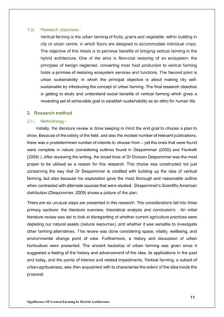Thesis- SIGNIFICANCE OF VERTICAL FARMING IN HYBRID ARCHITECTURE | PDF