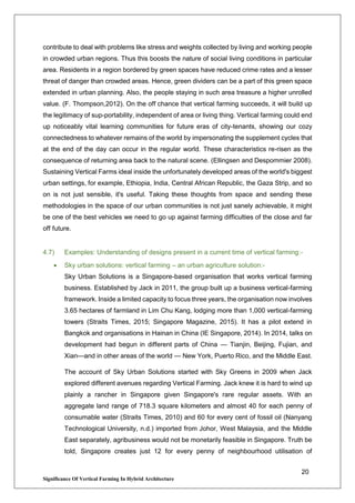 Thesis- SIGNIFICANCE OF VERTICAL FARMING IN HYBRID ARCHITECTURE | PDF