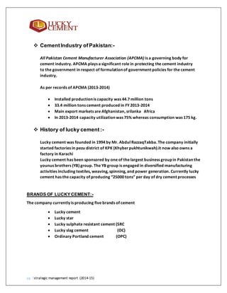 Sr report on strategic management concepts for lucky cement | DOCX