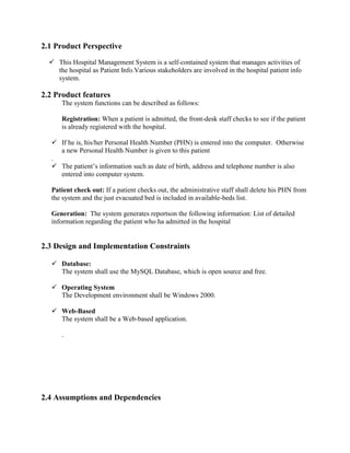SRS for Hospital Management System | DOCX