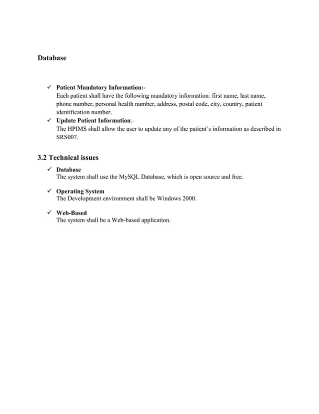 SRS for Hospital Management System | DOCX