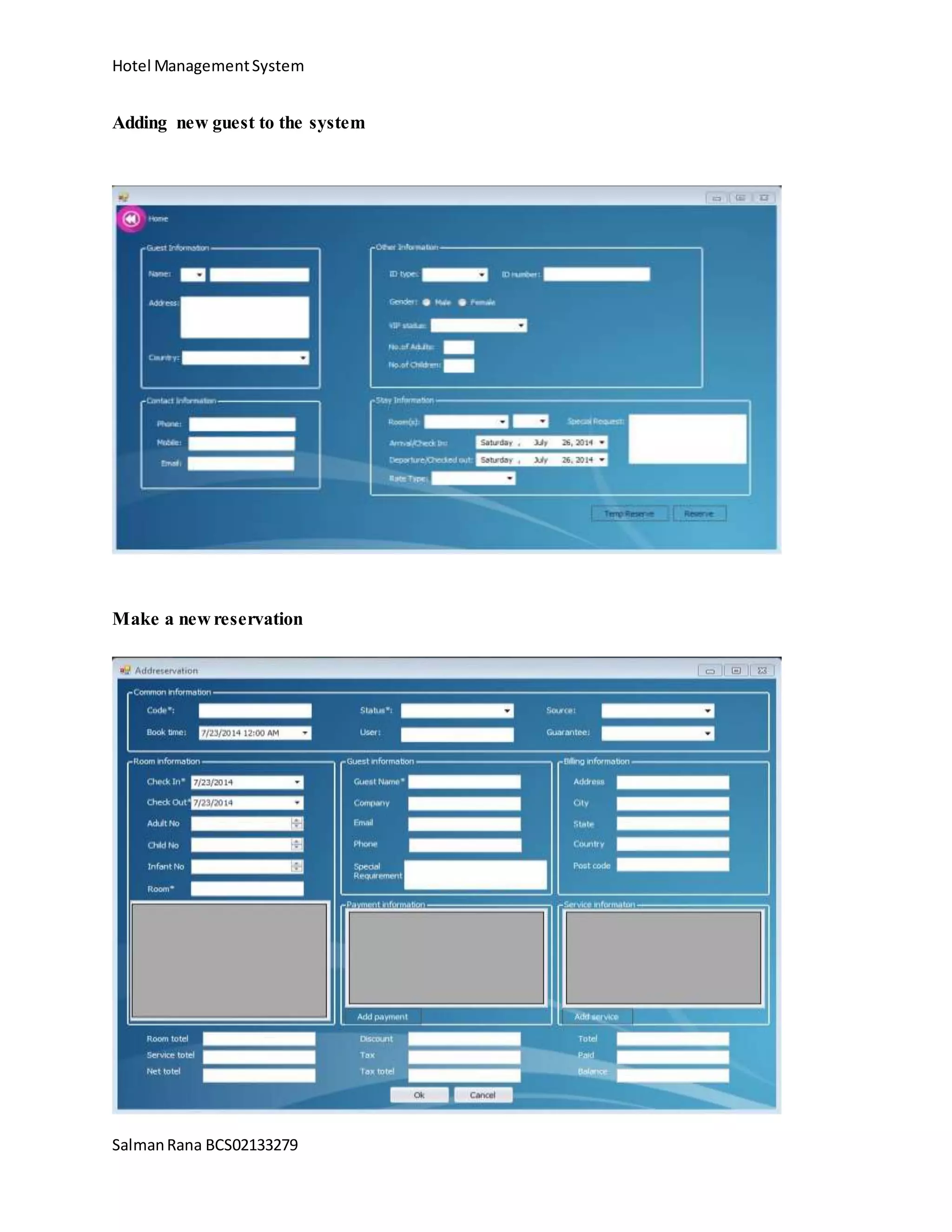 Documentation Hotel Management System | DOCX