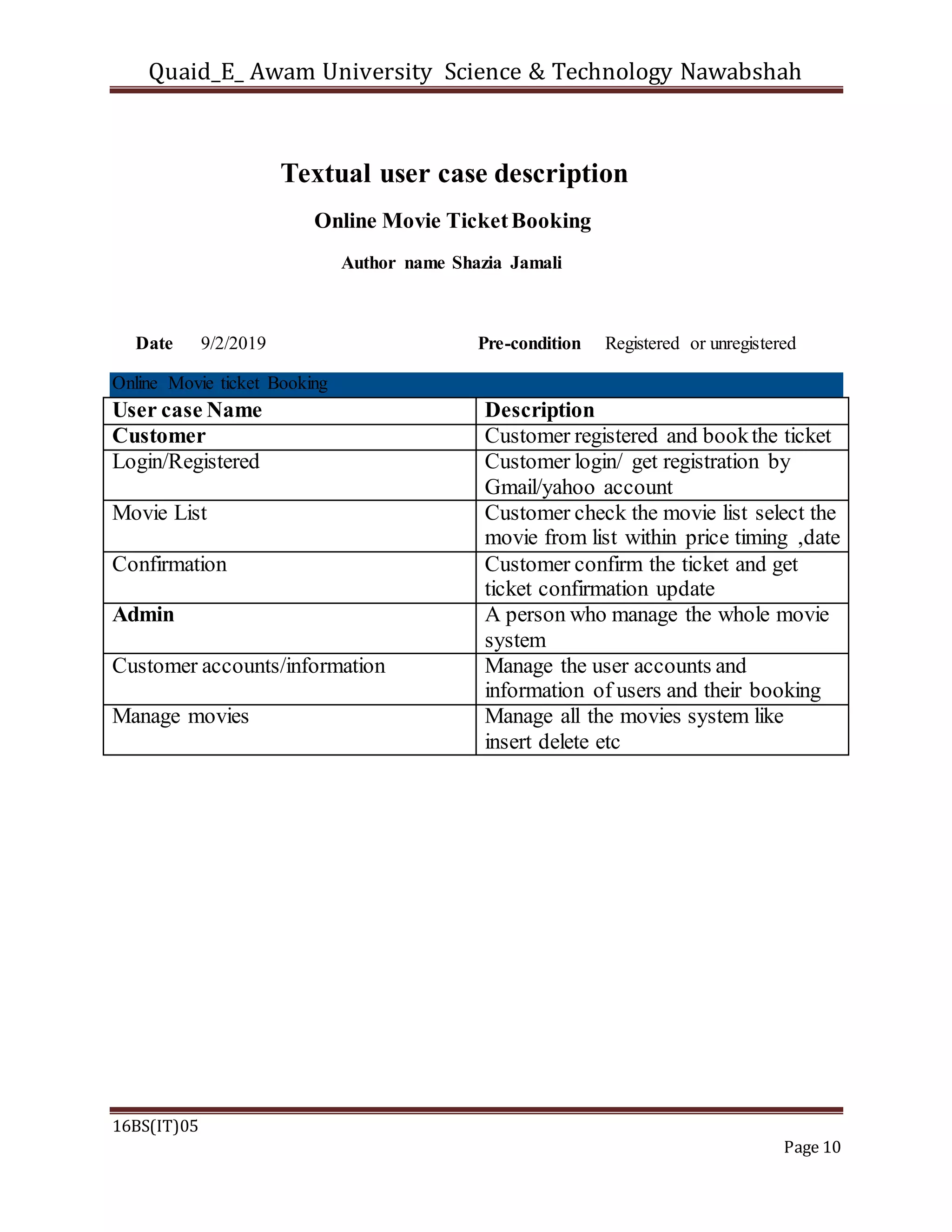 Online Movie ticket booking Project | DOCX
