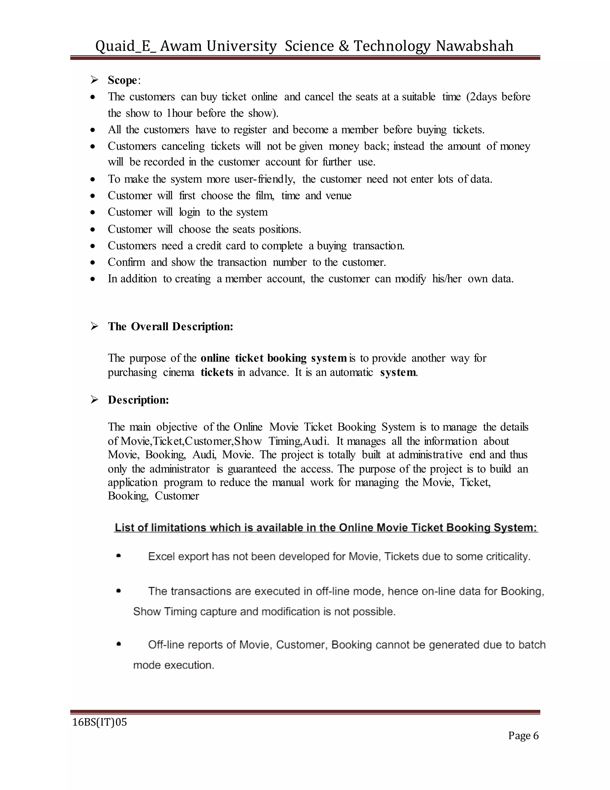 Online Movie ticket booking Project | DOCX