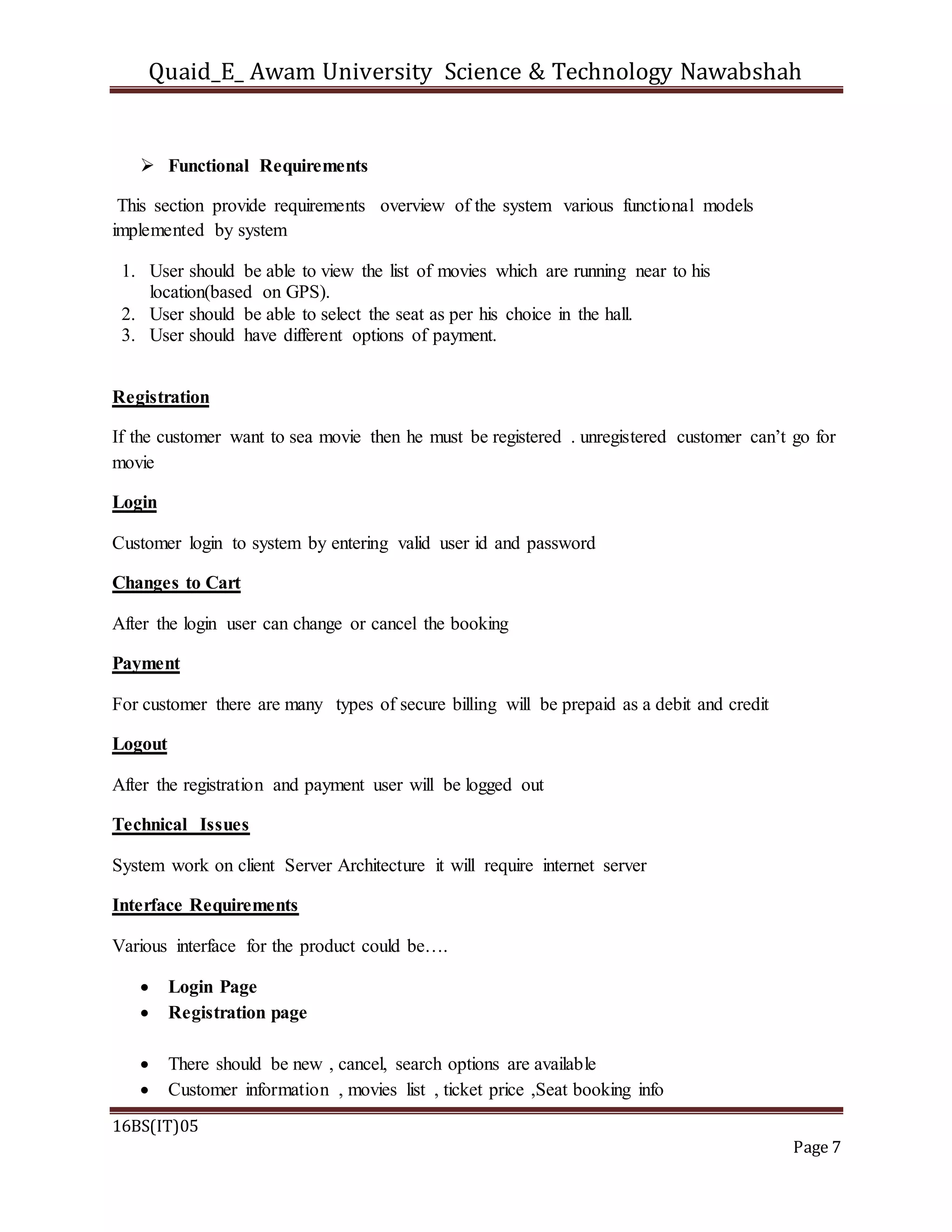 Online Movie ticket booking Project | DOCX