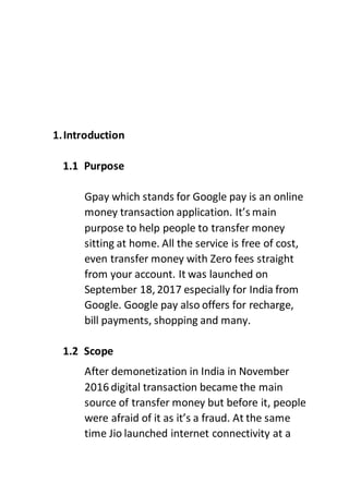 SRS for Google Pay(Gpay) | DOCX