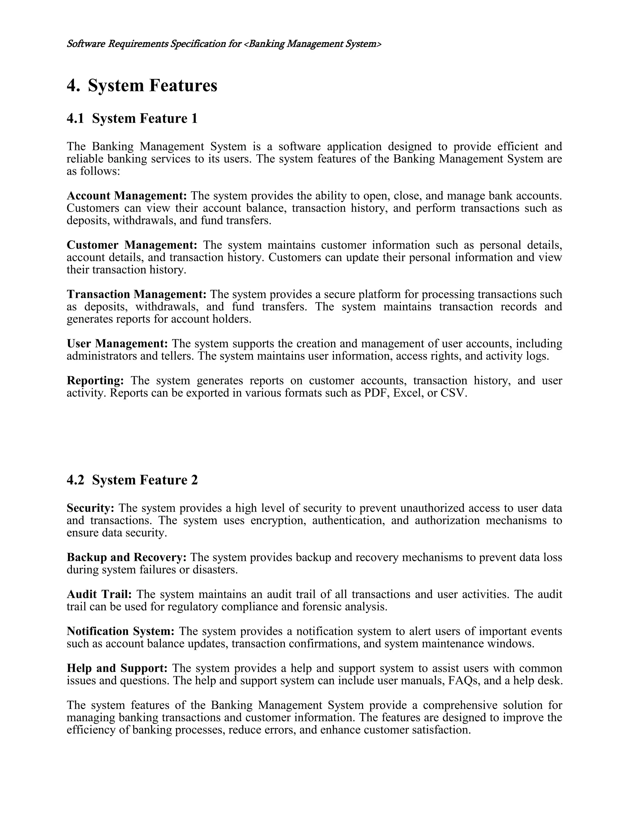 Banking Management System SRS | PDF