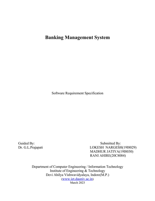 Banking Management System SRS | PDF | Databases | Computer Software and Applications