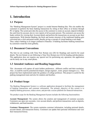 Banking Management System SRS | PDF