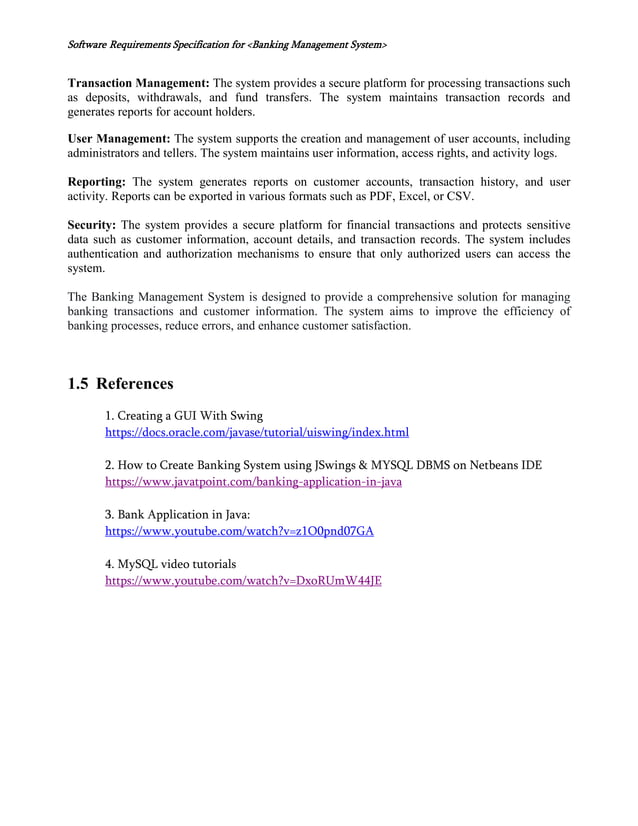 Banking Management System SRS | PDF | Databases | Computer Software and Applications