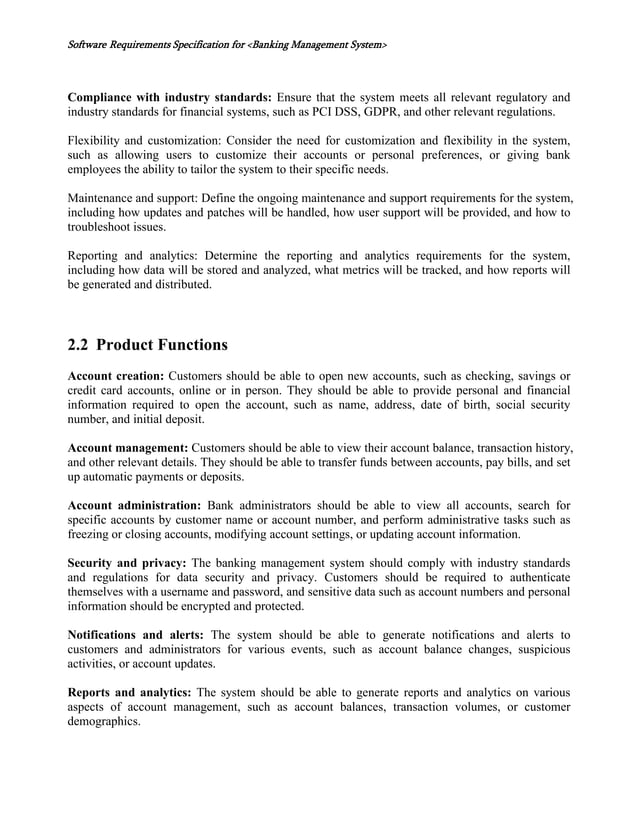 Banking Management System SRS | PDF | Databases | Computer Software and Applications
