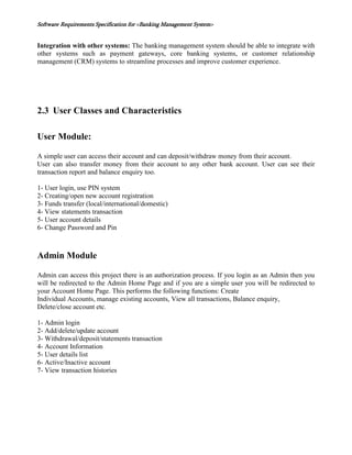 Banking Management System SRS | PDF