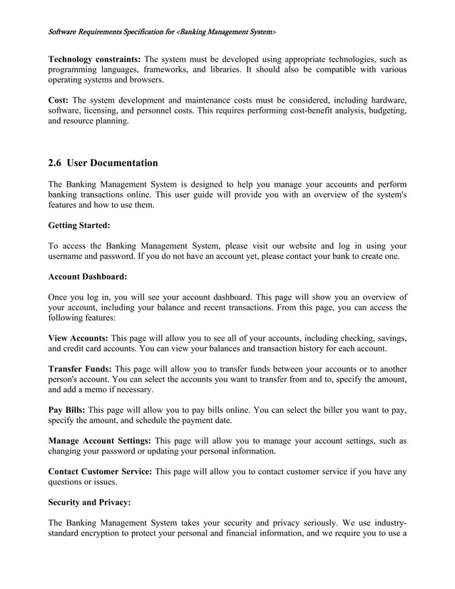 Banking Management System SRS | PDF | Databases | Computer Software and Applications