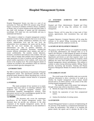 Srs hospital management | DOC