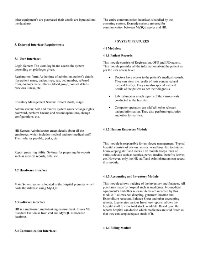 Srs hospital management | PDF