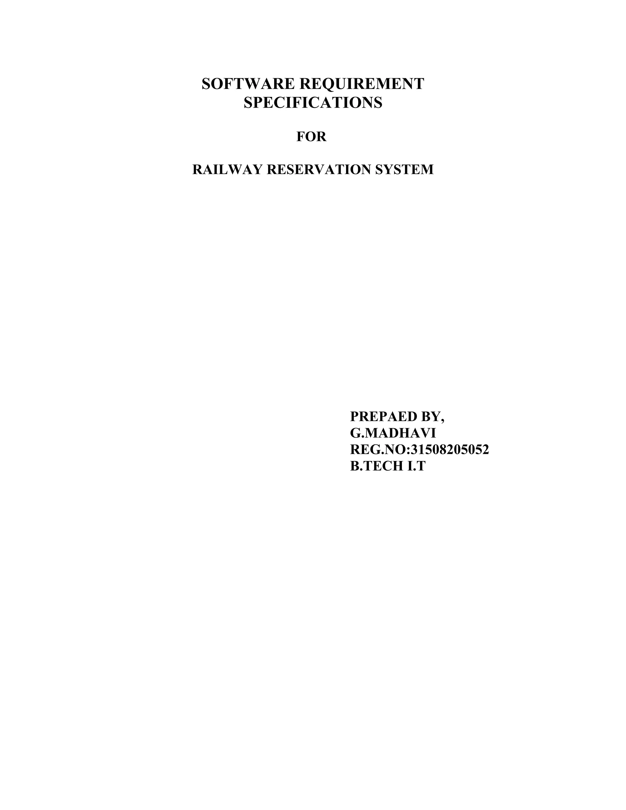 Srs on-railway-reservation-system | DOC