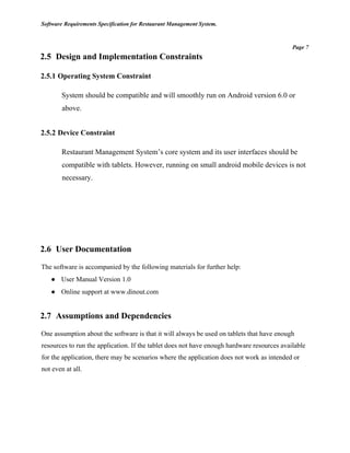System requirement system for restaurant management system. | PDF