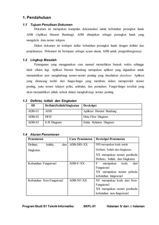Srs aplikasi darurat bandung 2014 | PDF
