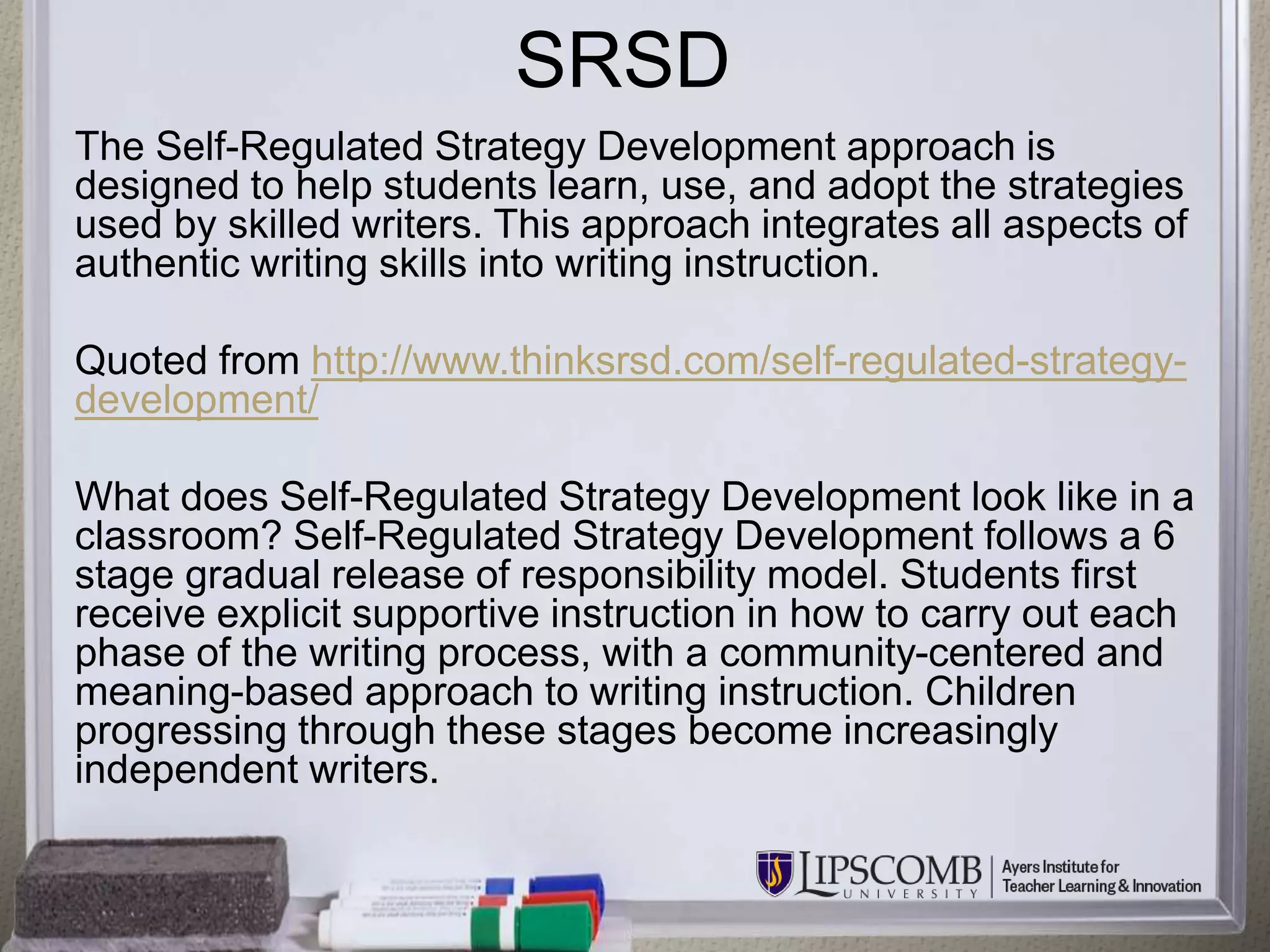 Self-Regulated Strategy Development (SRSD) | PPTX