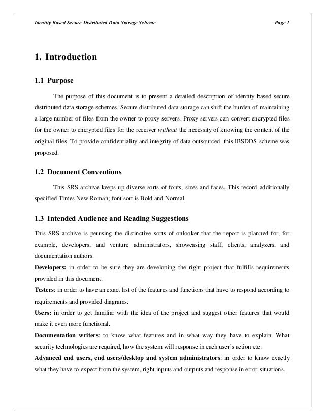 Srs Document For Identity Based Secure Distributed Data Storage Schem 