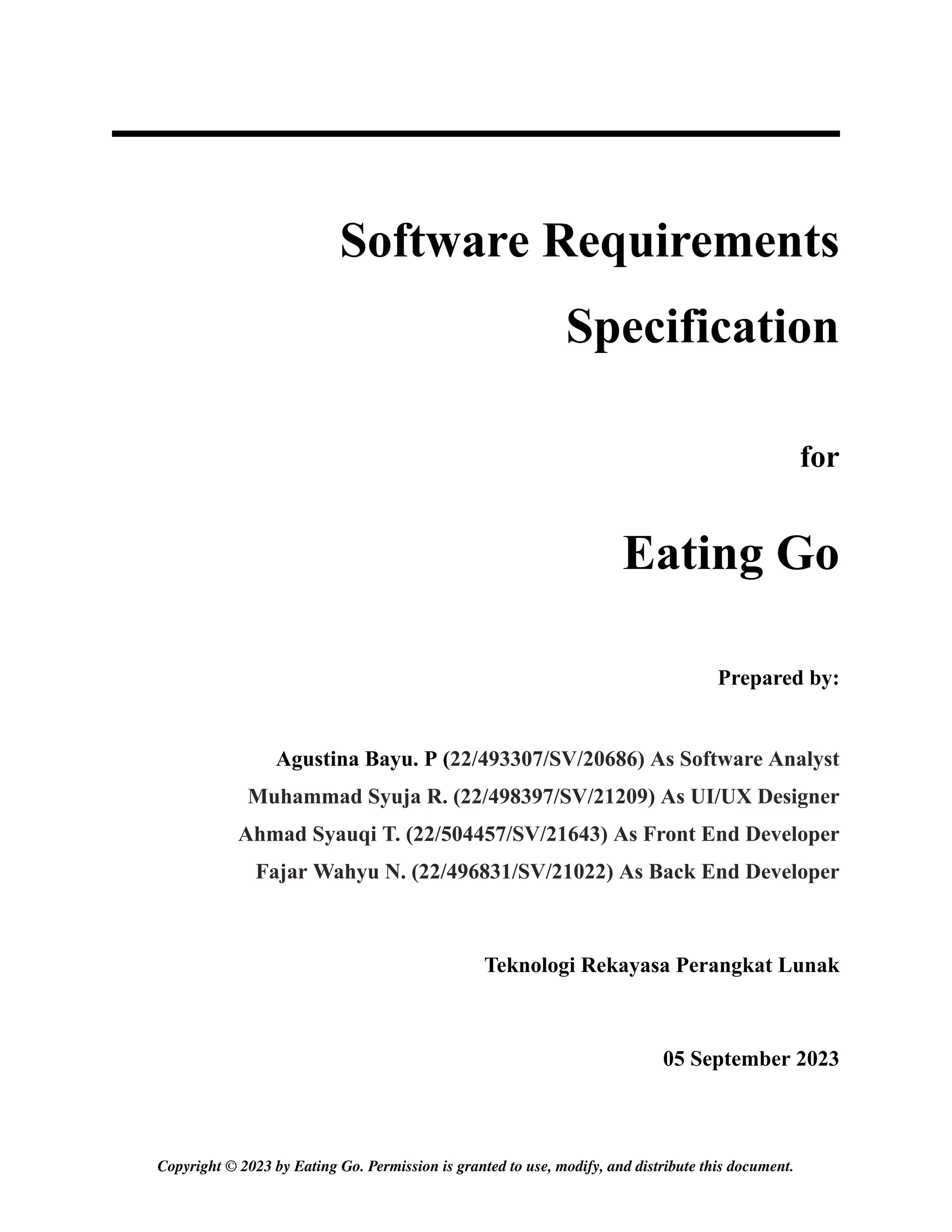 Contoh SRS Aplikasi Pelacak Keramaian Cafe "Eating Go" | PDF