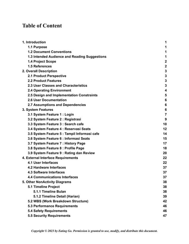 Contoh SRS Aplikasi Pelacak Keramaian Cafe "Eating Go" | PDF