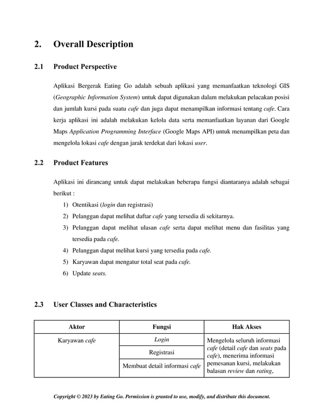 Contoh SRS Aplikasi Pelacak Keramaian Cafe "Eating Go" | PDF
